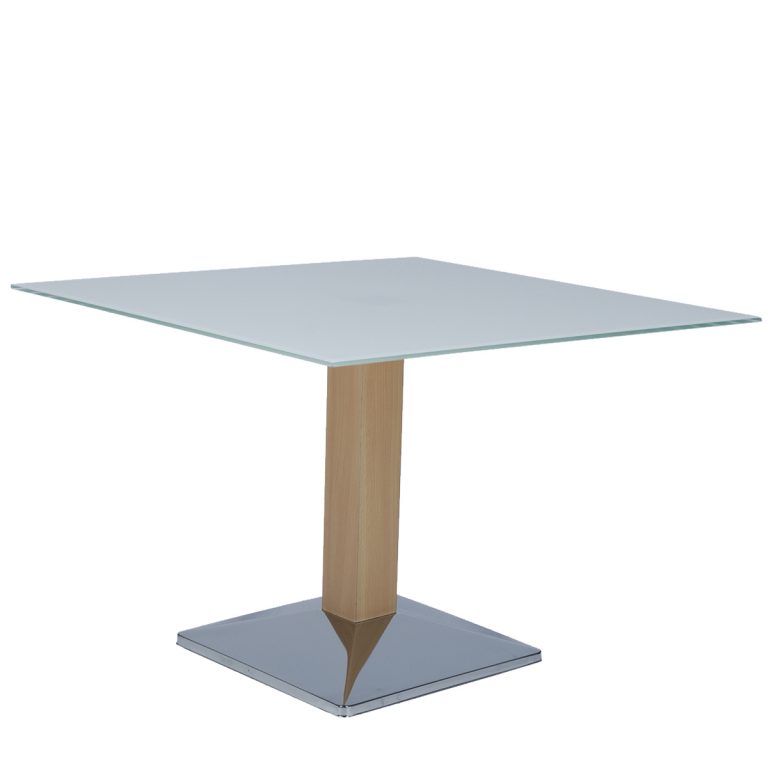 TABLE BASSE SPOT BOIS/VERRE BLANC OPAQUE - INTERNATION MODULING